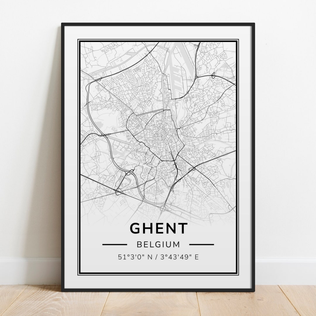 Ghent City Map Druck, Straßenkarte Poster, Home Decor, Wandkunst ...