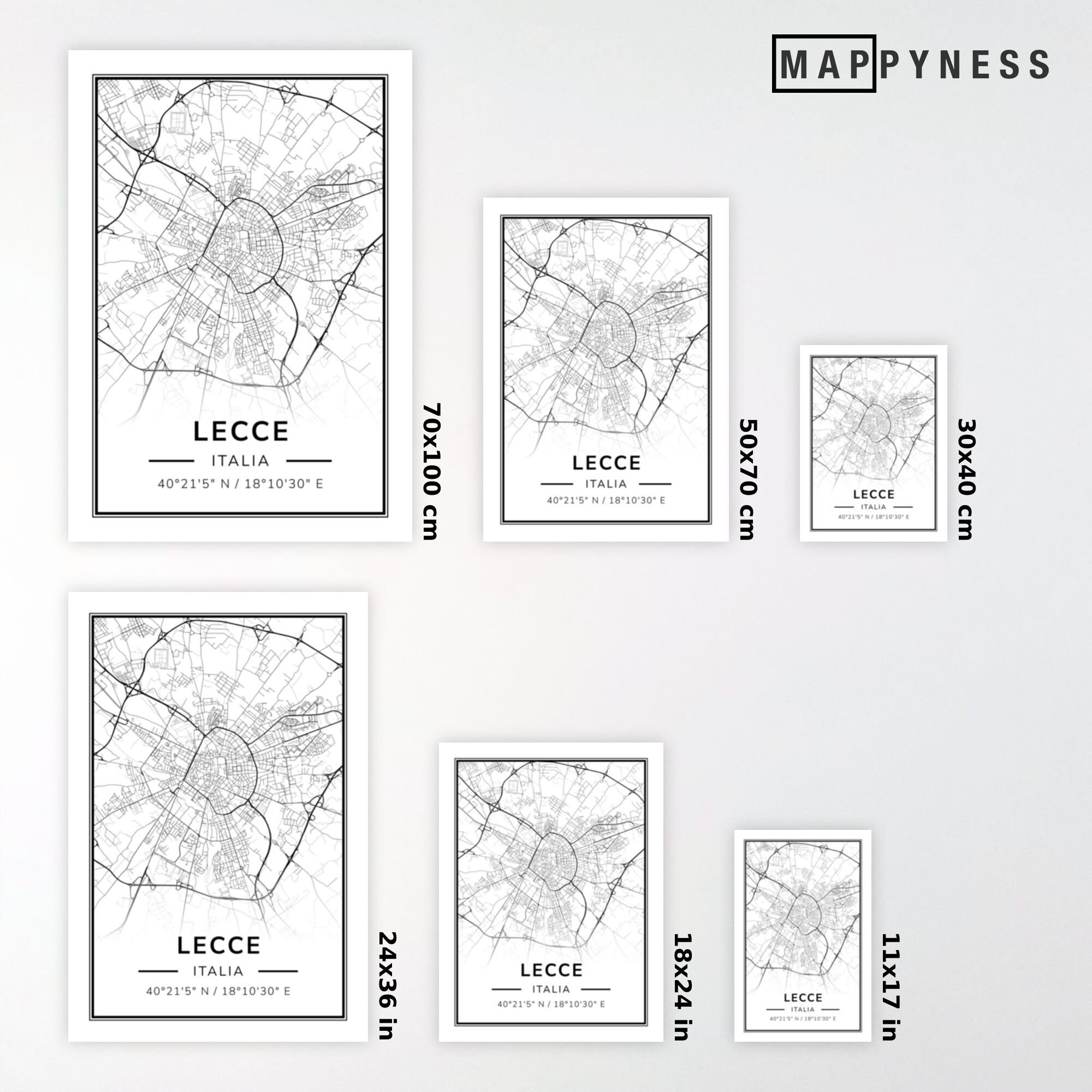 Lecce City Map Print, Street Map Poster, Home Decor, Wall Art, Gift ...