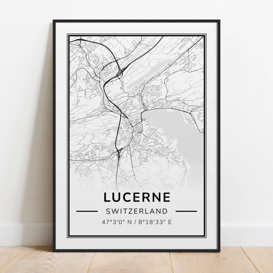 Lucerne City Map Print, Street Map Poster, Home Decor, Wall Art, Gift ...