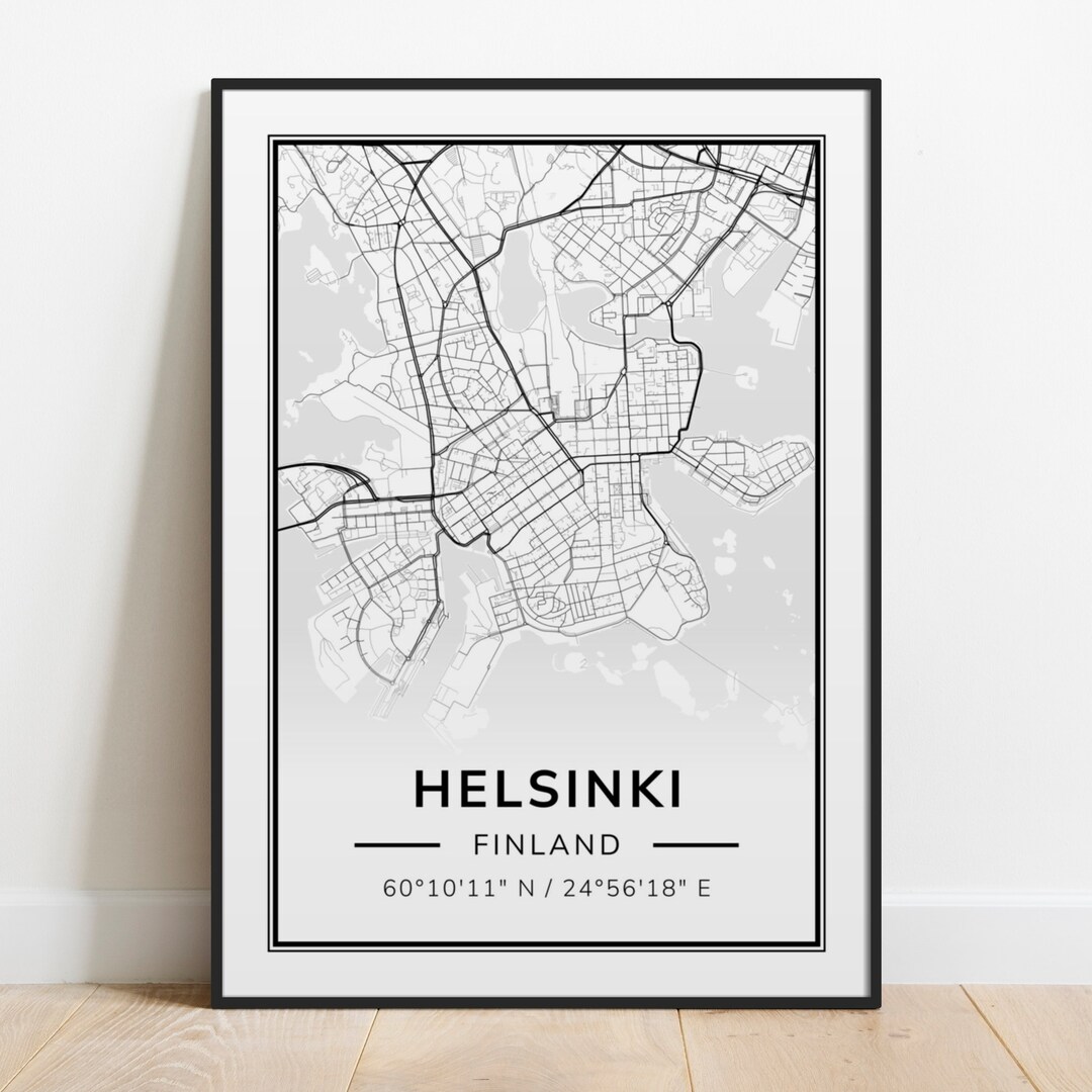 Helsinki City Map Print, Street Map Poster, Home Decor, Wall Art, Gift ...