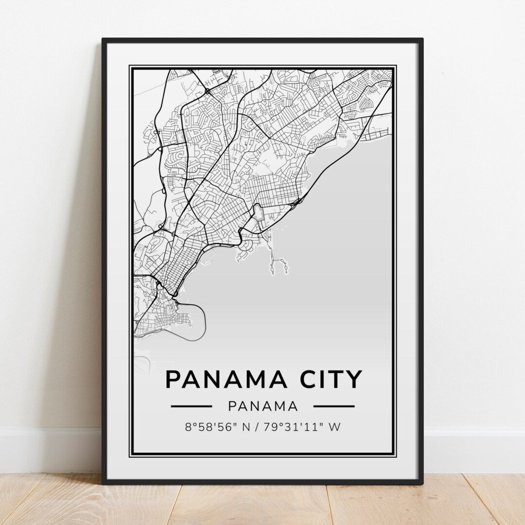 Panama City Map Print, Street Map Poster, Home Decor, Wall Art, Gift ...