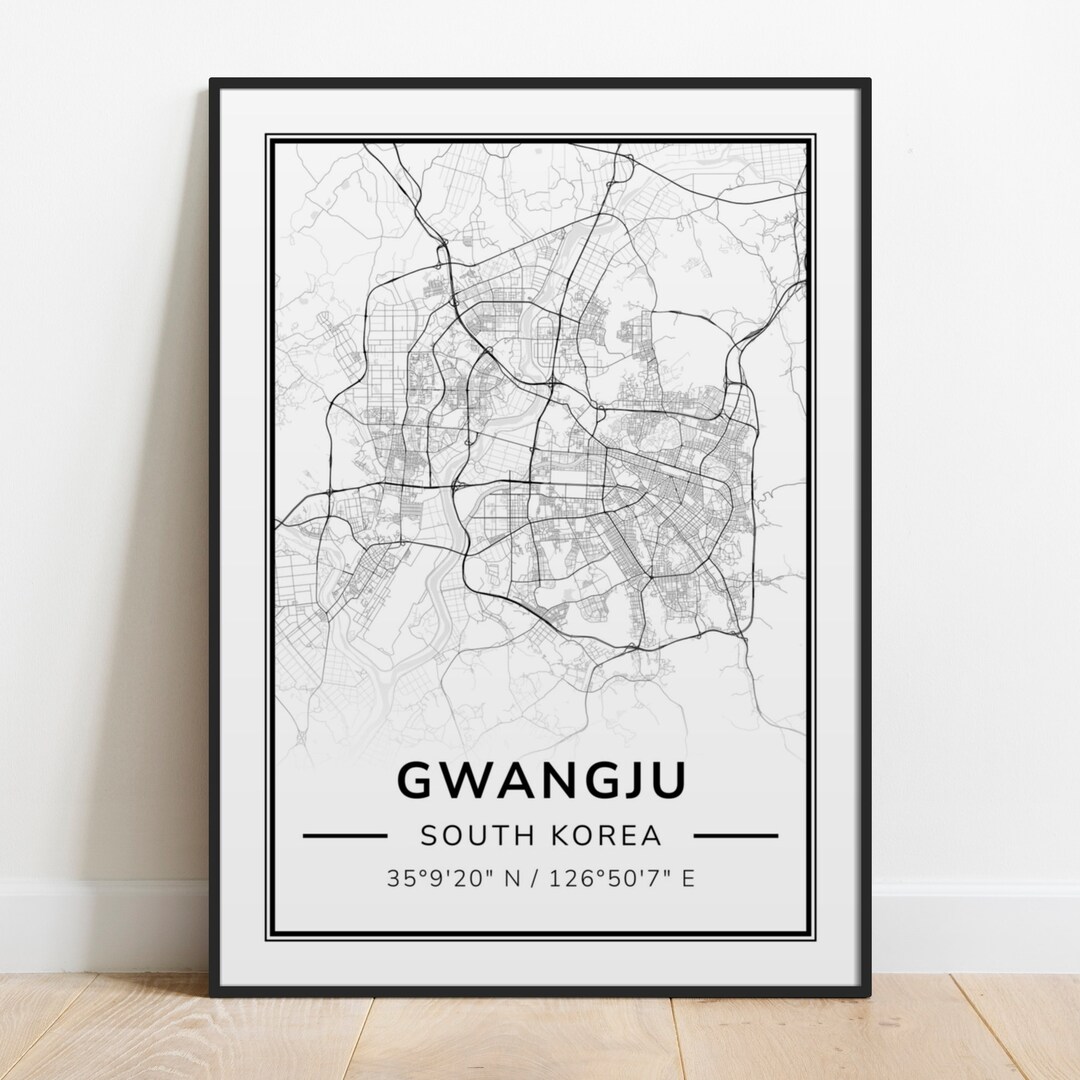 Gwangju City Map Print, Street Map Poster, Home Decor, Wall Art, Gift ...