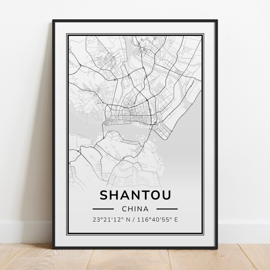 Shantou City Map Print, Street Map Poster, Home Decor, Wall Art, Gift ...