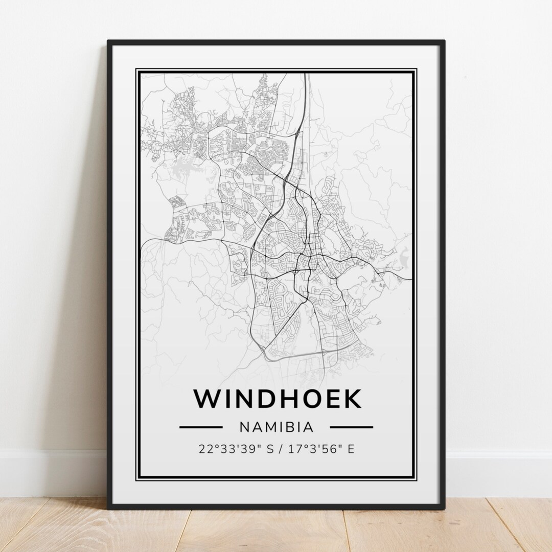 Windhoek City Map Print Street Map Poster Home Decor Wall - Etsy