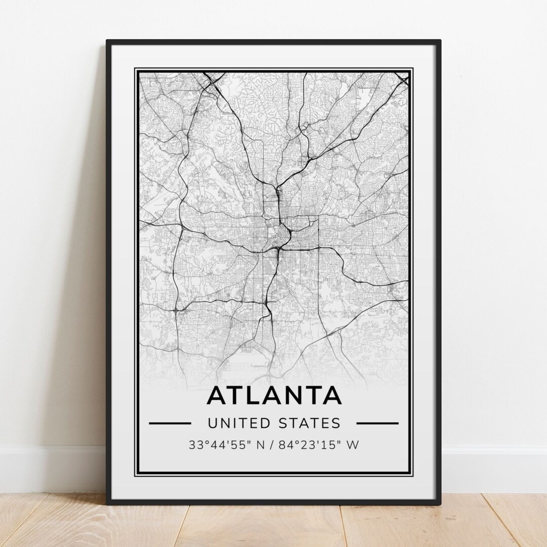 Atlanta City Map Print, Street Map Poster, Home Decor, Wall Art, Gift ...