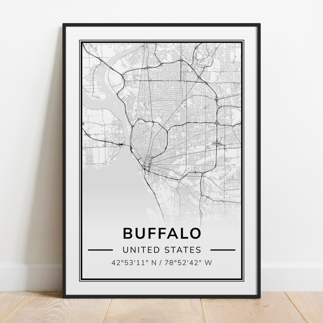 Buffalo City Map Print, Street Map Poster, Home Decor, Wall Art, Gift ...