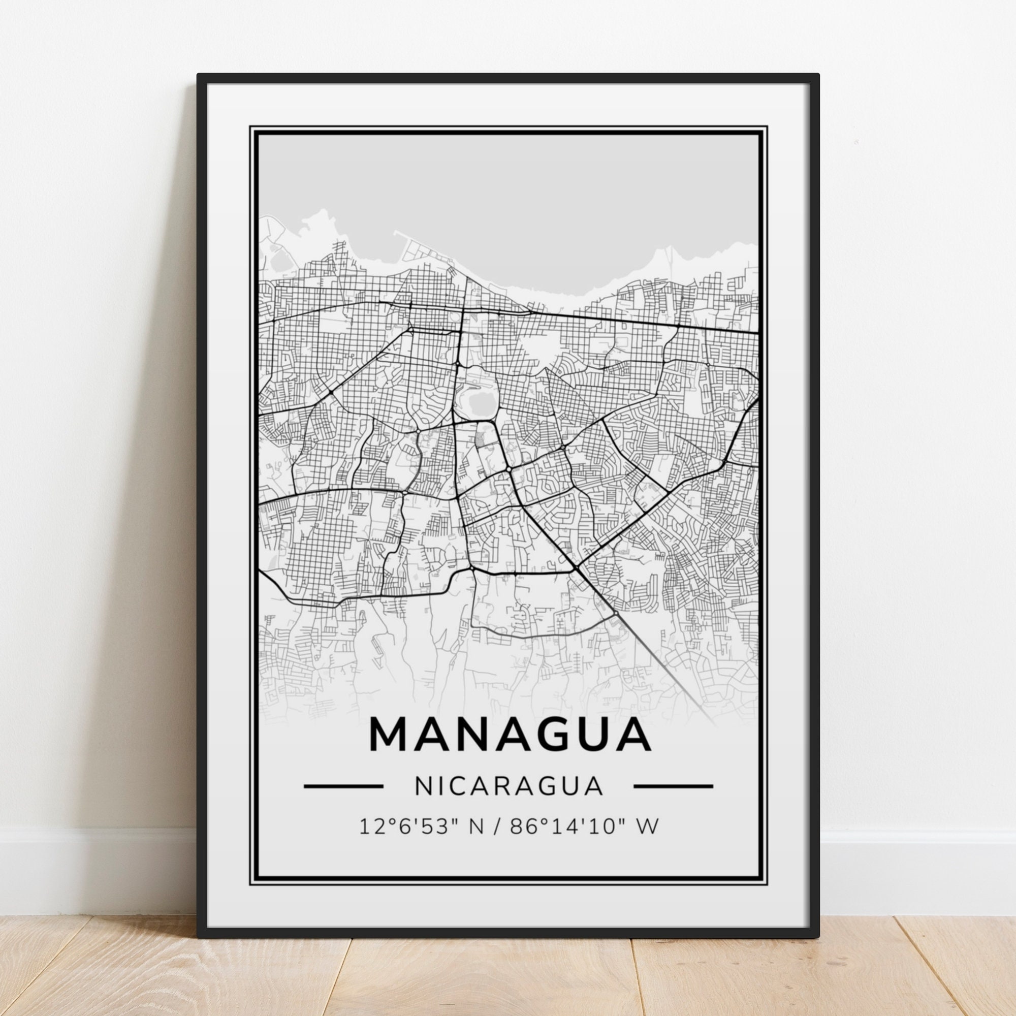 Managua City Map Print Street Map Poster Home Decor Wall - Etsy
