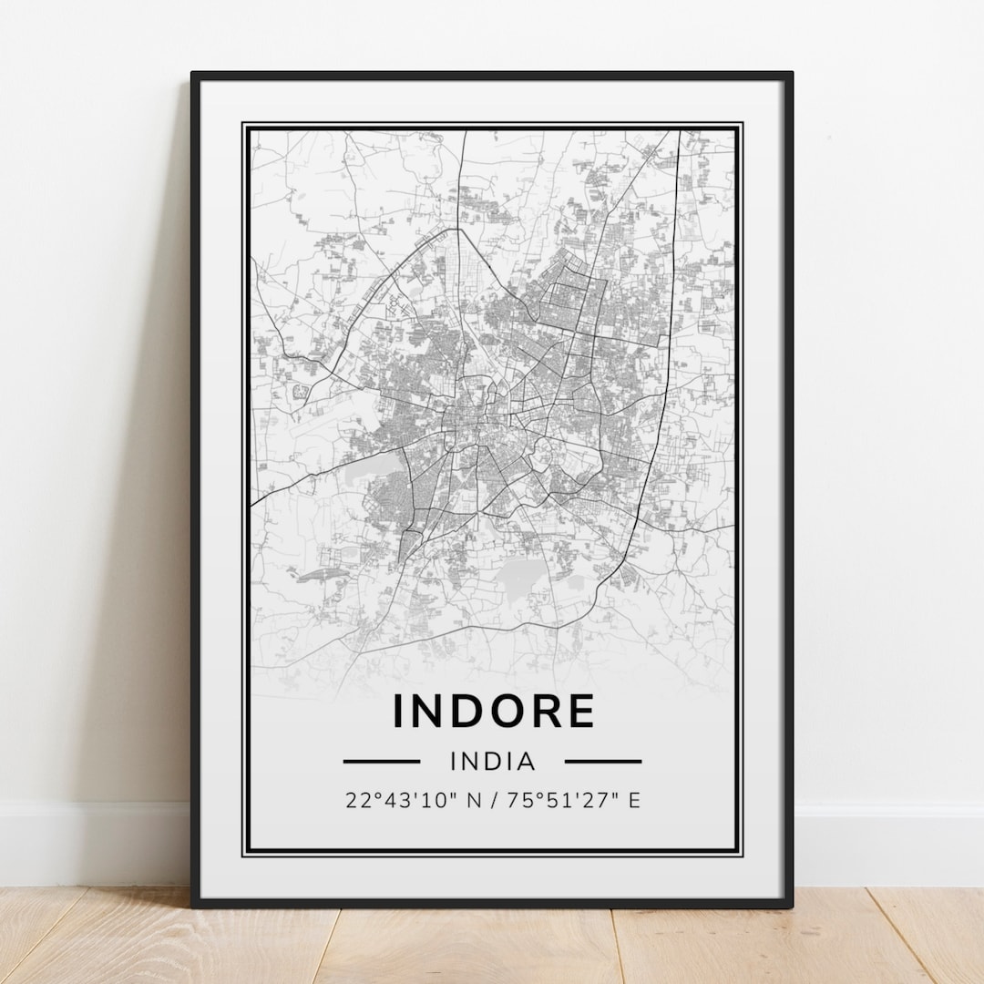 Indore City Map Print, Street Map Poster, Home Decor, Wall Art, Gift ...