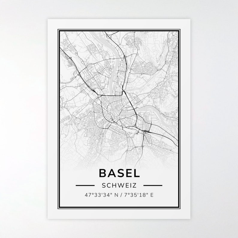 Basel City Map Print, Street Map Poster, Home Decor, Wall Art, Gift ...