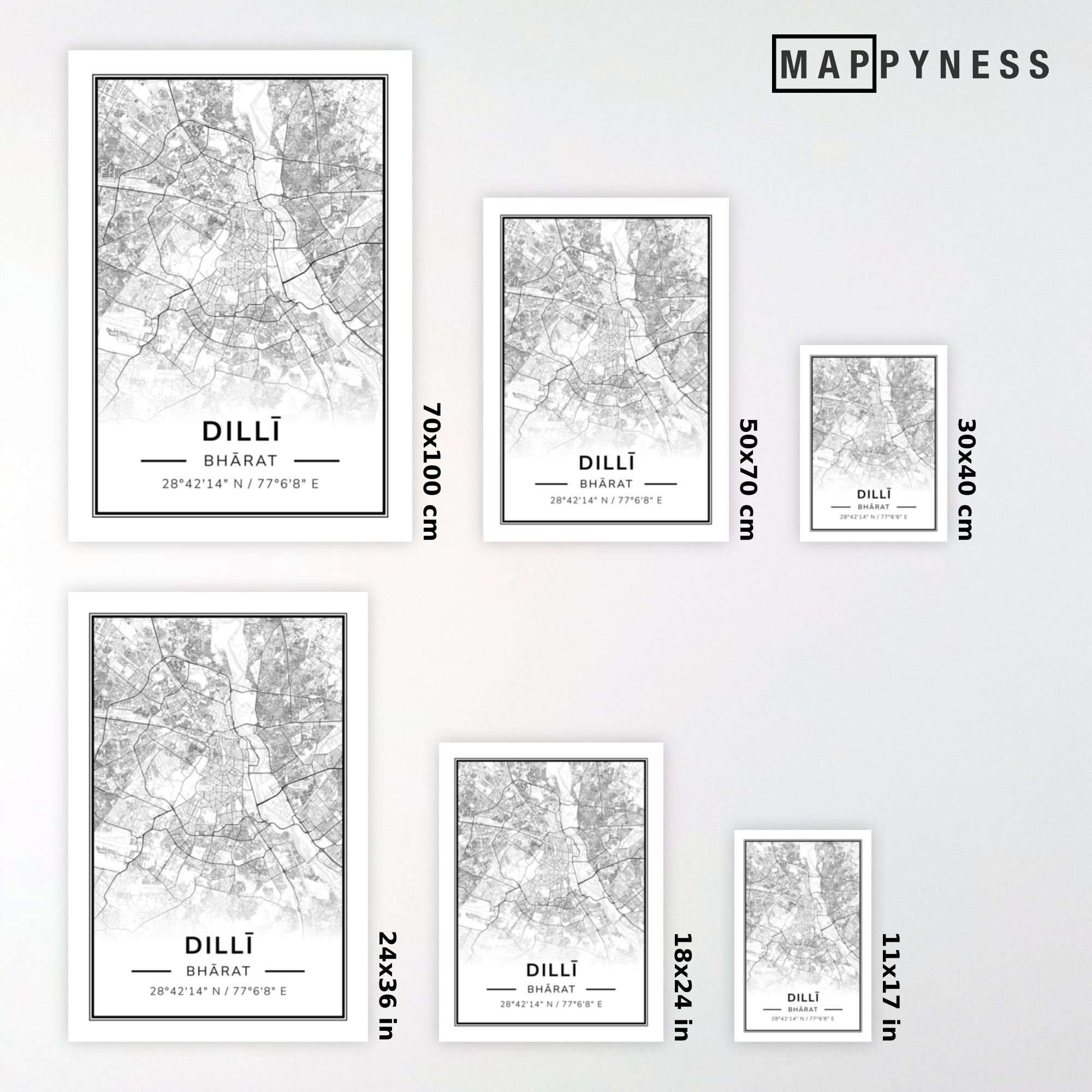 Delhi City Map Print, Dillī Street Map Poster, Home Decor, Wall Art ...