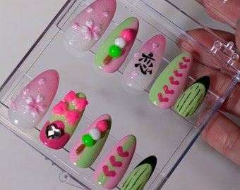 Demon Slayer Love Hashira Mitsuri Kanroji Inspired Press on Nails - Etsy