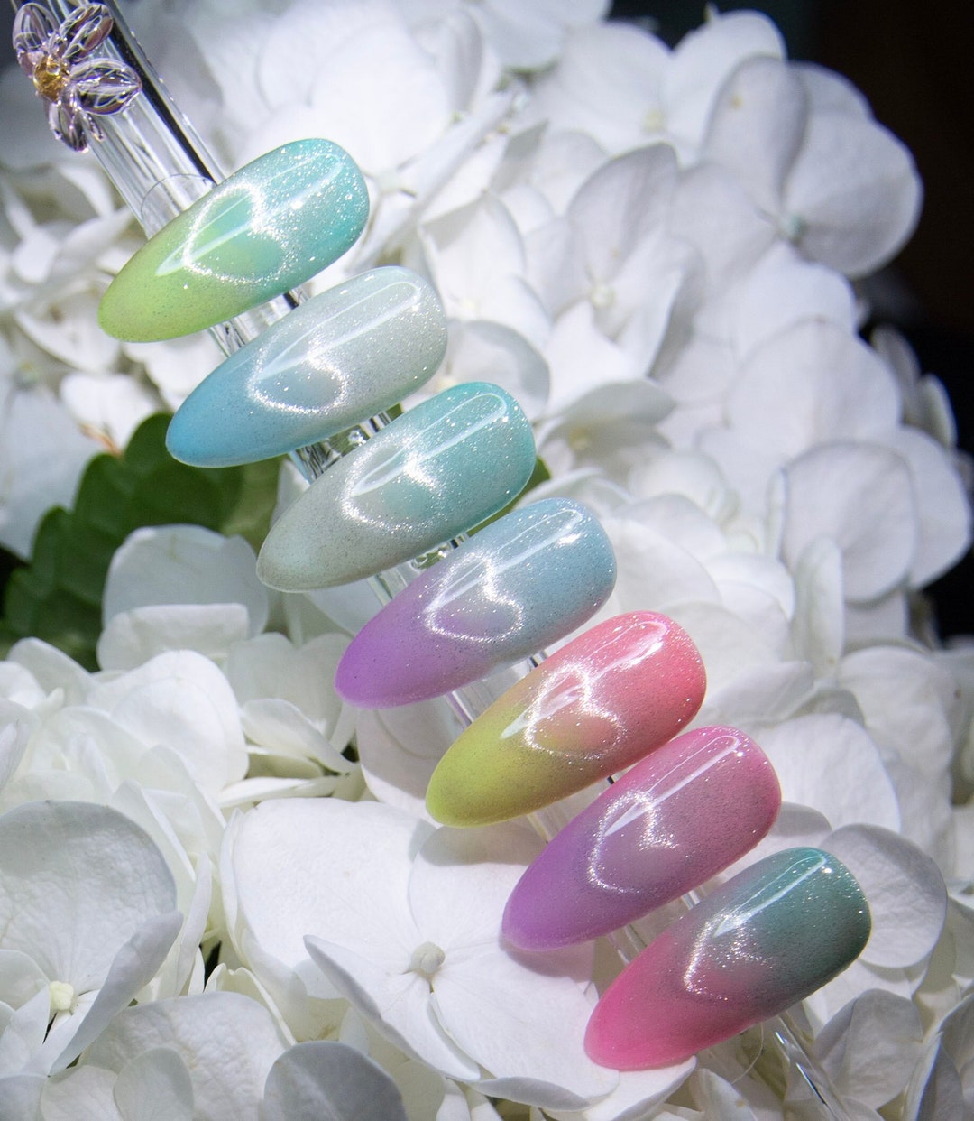 Spring Cat Eye Heart Shape Press on Nails - Etsy