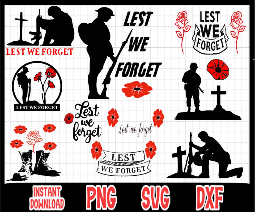 Remembrance Day Bundle Red Flower / Lest We Forget / Army Navy - Etsy