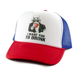 Uncle Sam "i Want You to Drink" Trucker Hat Mesh Hat Adjustable Snap ...