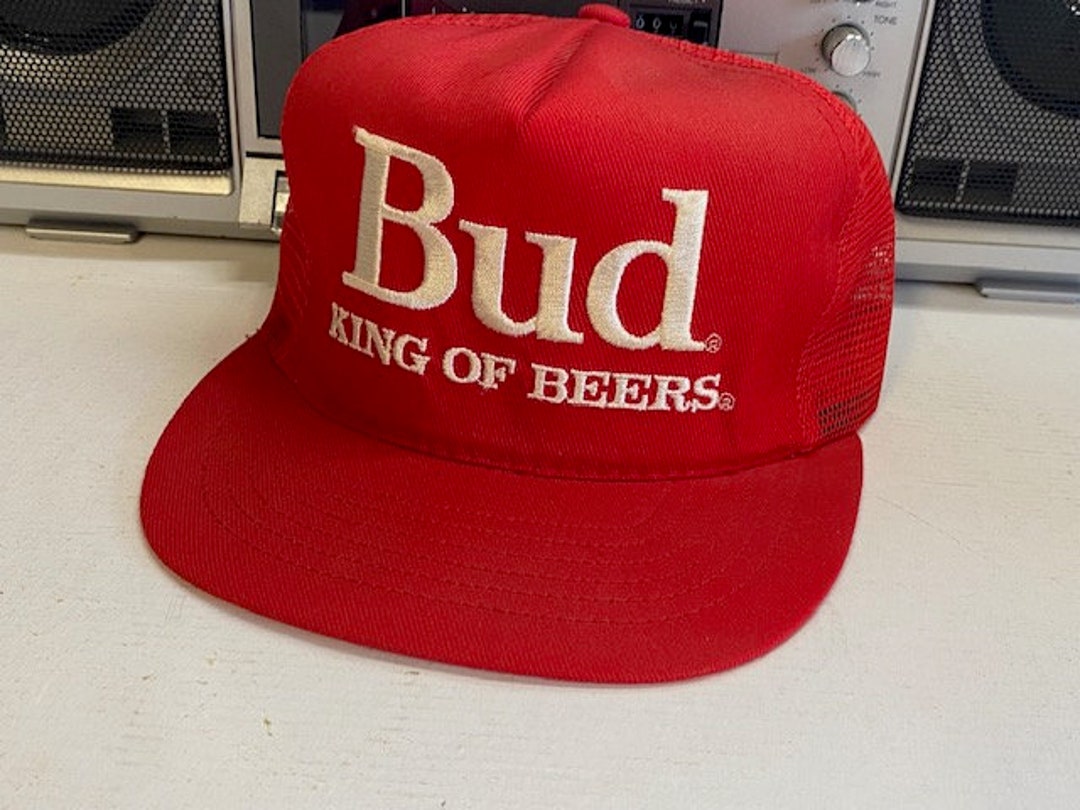 Vintage Budweiser King of Beers Trucker Hat Mesh Hat Adjustable Snap ...