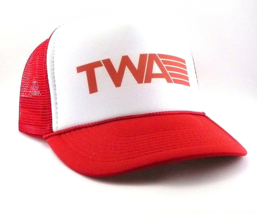 Vintage TWA Transworld Airline Trucker Hat Mesh Hat Adjustable Snap ...