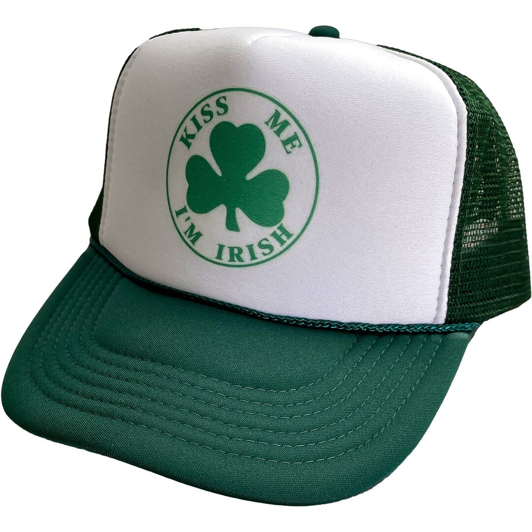 Kiss Me I'm Irish Trucker Hat Mesh Hat Adjustable Snap Back Cap Green ...