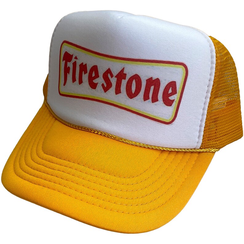 Vintage Firestone Tire Trucker Hat Mesh Hat Adjustable Snap Back Cap ...