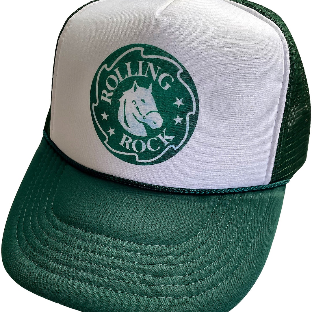 Vintage Rolling Rock Trucker Hat Mesh Hat Adjustable Snap Back Cap ...