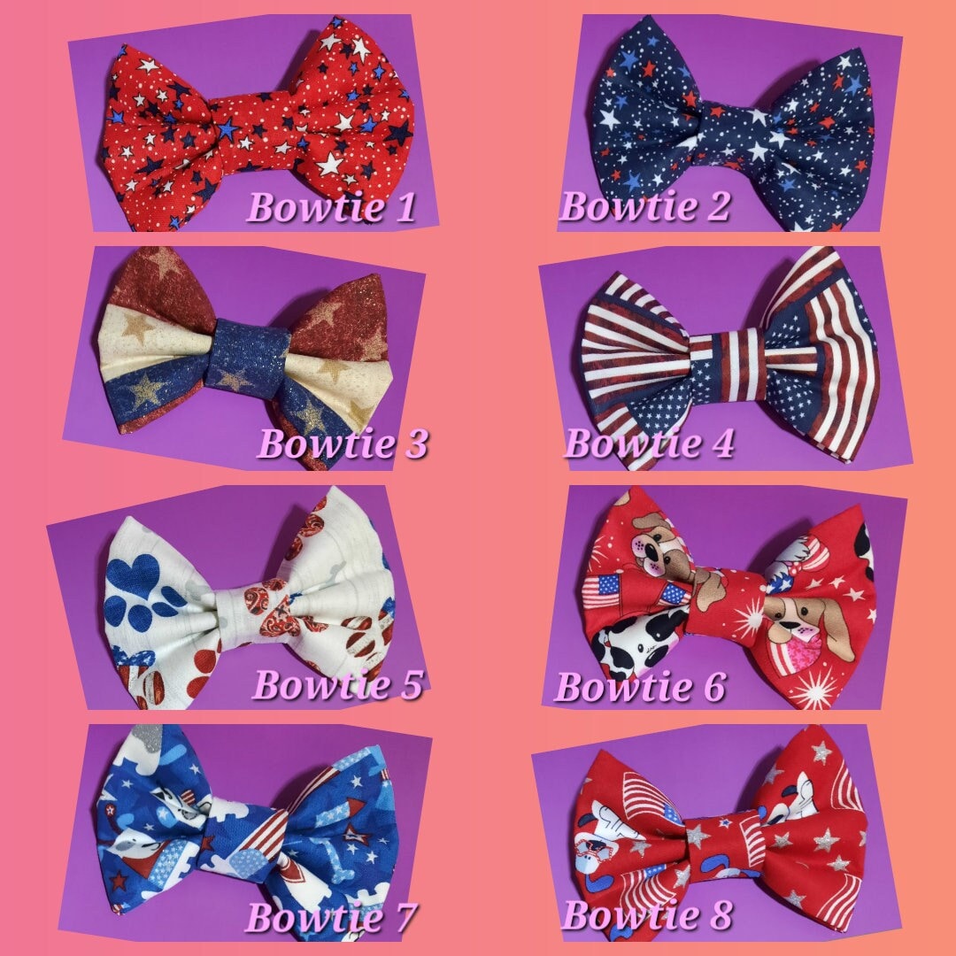 Independence Day Dog Bowties/8 Different Patterns of Red, White and ...