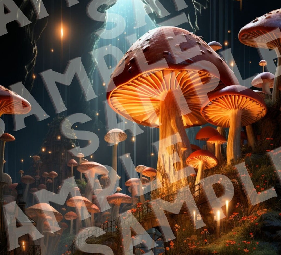 Mushroom Grotto Cellphone Wallpaper Digital Mushroom Art - Etsy