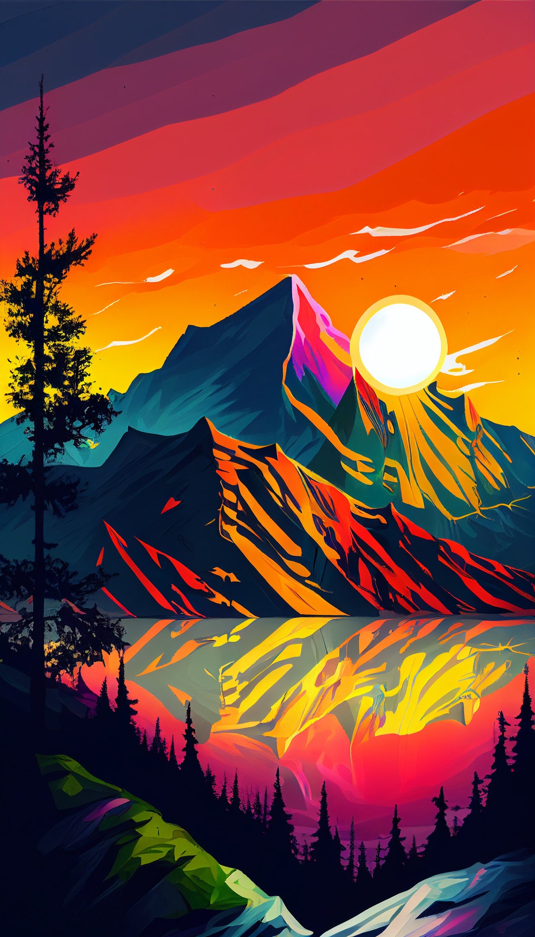 Mountain Sunrise 1 Digital Art Download Vibrant and - Etsy