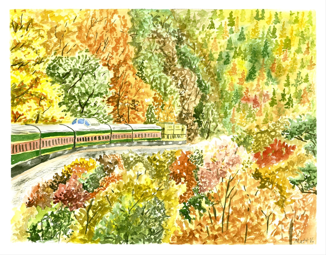 Watercolor Art Landscape Train Painting, Original Art, 8.5 X 11 Print ...