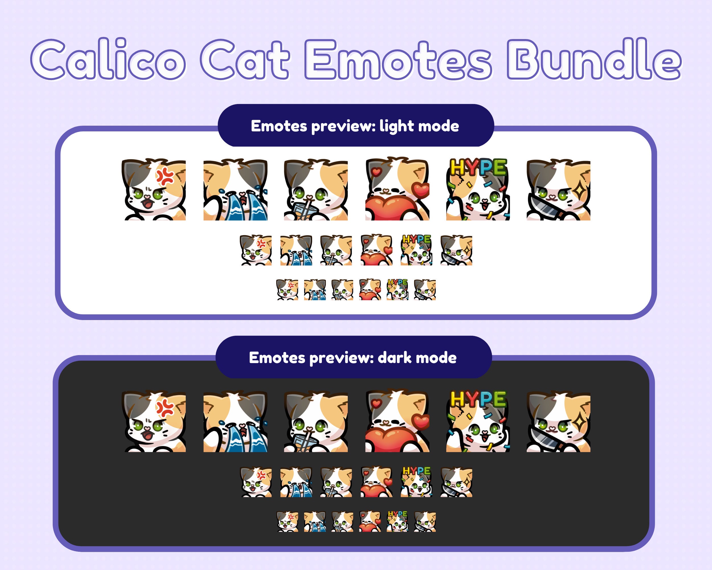 Cute Calico Cat Emotes Cute Twitch Emotes Discord Server Emotes Emotes ...