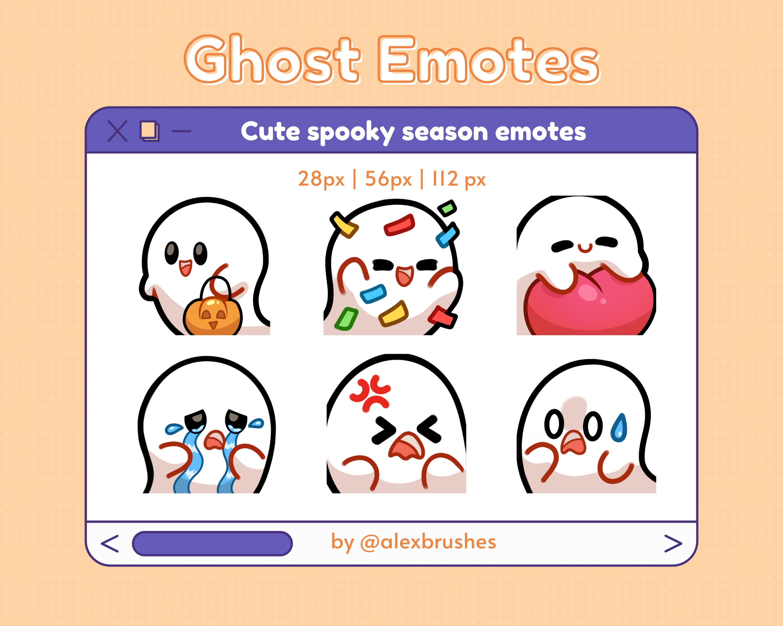 6 Cute Ghost Emotes | Cute Halloween Twitch Emotes | Discord Spooky ...