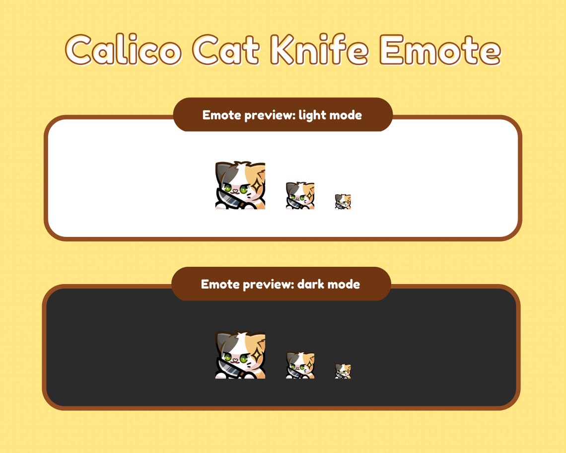 Calico Cat Knife Emote Knife Twitch Emote Cute Emotes Cat Emotes - Etsy