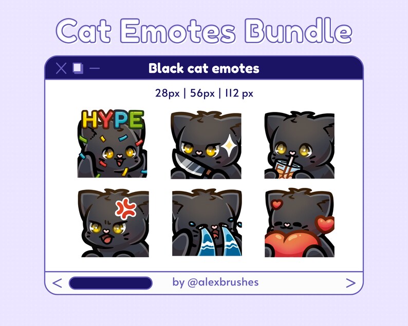 Cute Black Cat Emotes Cute Twitch Emotes Discord Server Emotes Emotes ...