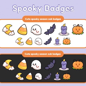 6 Cute Spooky Twitch Badges, Halloween Sub Badges, Kawaii Streamers - Etsy