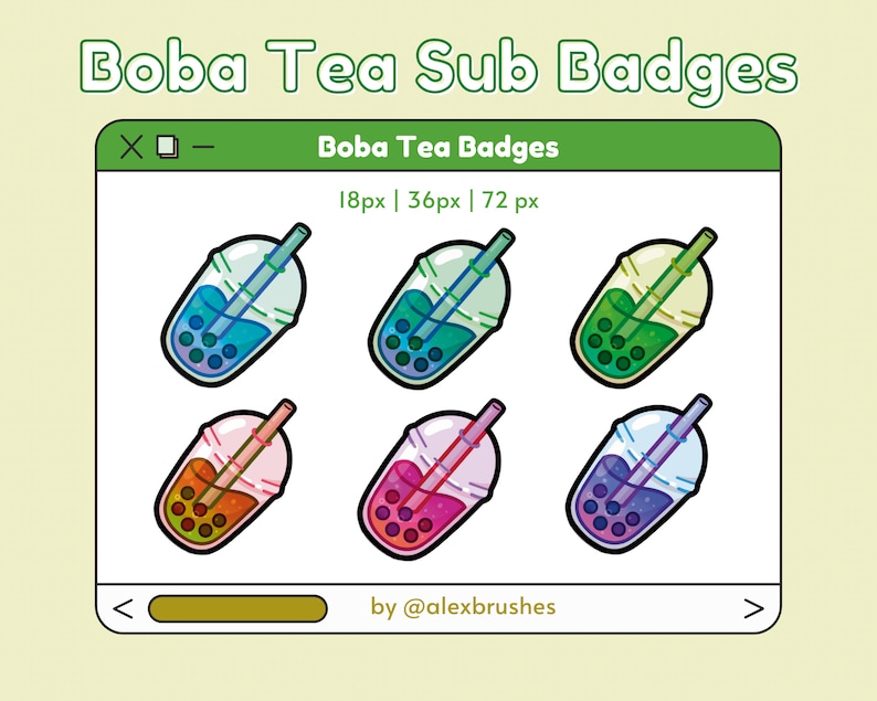6 Rainbow Bubble Tea Twitch Badges, Rainbow Sub Badges, Kawaii ...