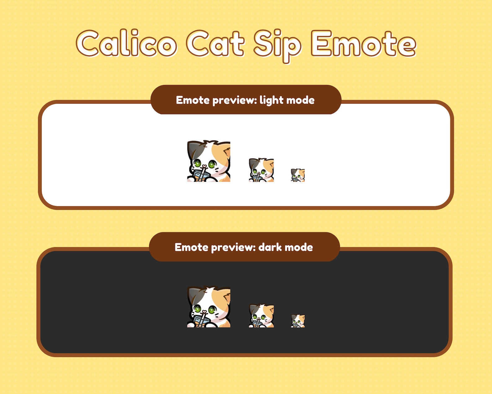 Calico Cat Sip Emote Sip Twitch Emote Cute Emotes Cat - Etsy