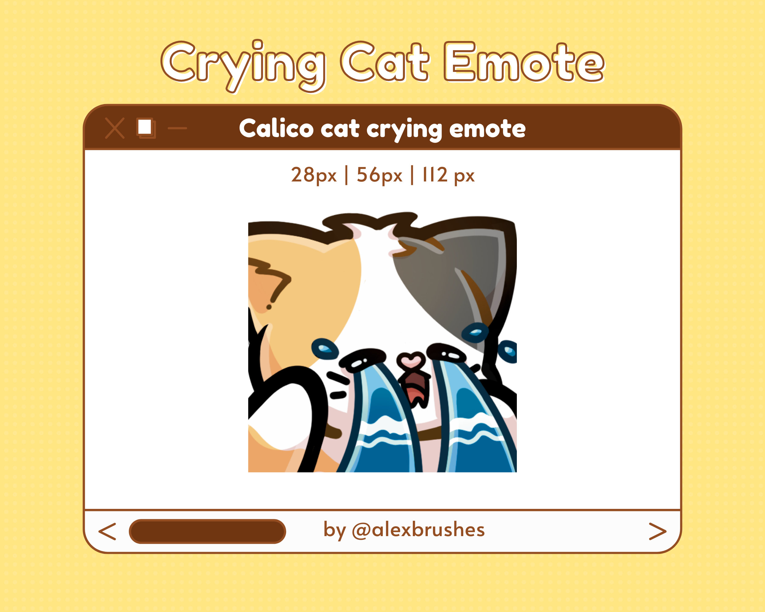 Calico Cat Crying Emote Cry Twitch Emote Cute Emotes Cat Emotes - Etsy