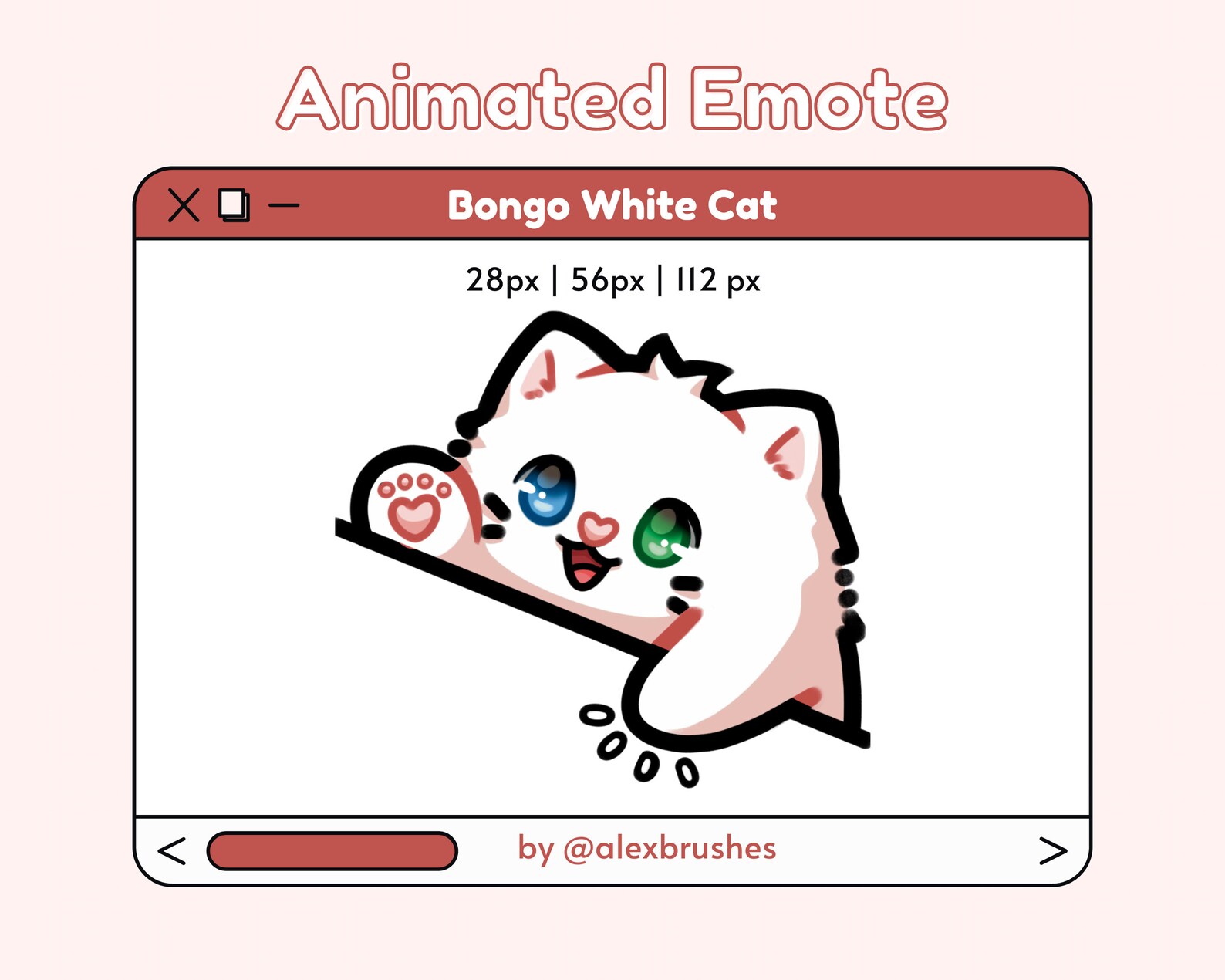Cute White Bongo Cat Animated Emote, White Cat Heterochromia Emote ...