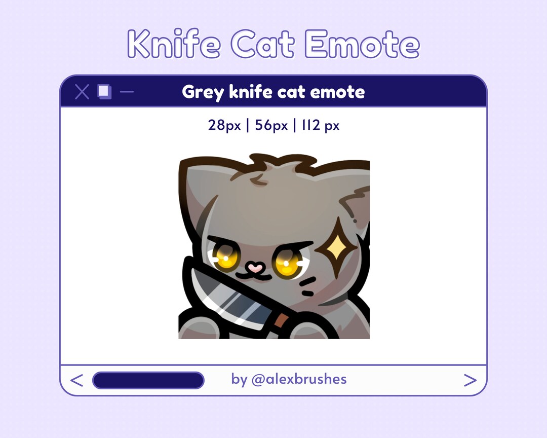 Grey Cat Knife Emote Kitten Twitch Emote Gray Cat Evil Cat Emote Mean ...
