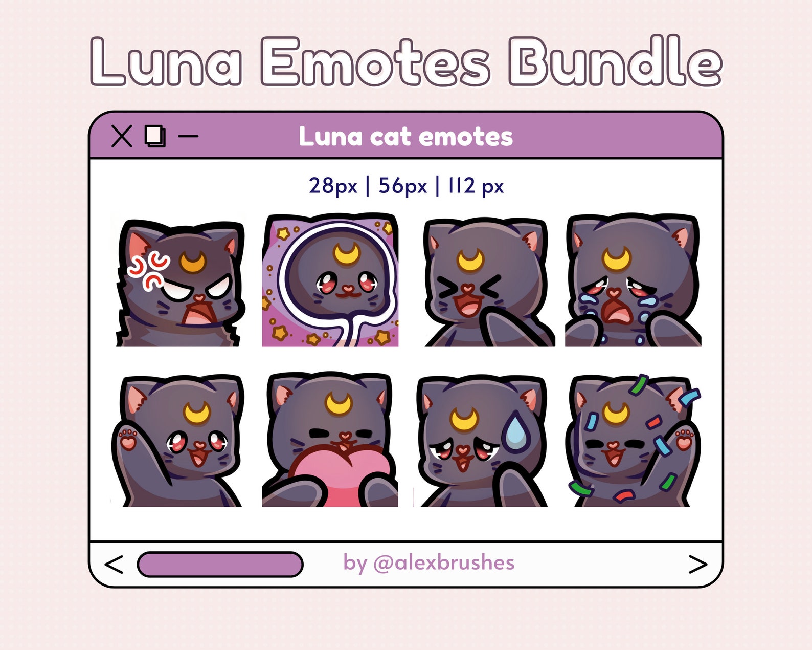 8 Luna Sailor Moon Emotes Pack Black Cat Twitch Emotes Discord Server ...