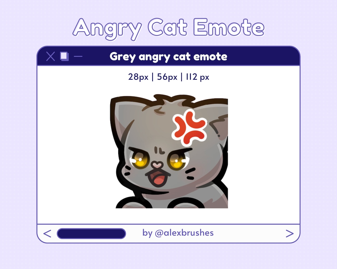 Angry Grey Cat Twitch Emote Grumpy Kitten Emote Cute Mad Cat Emote Cute ...
