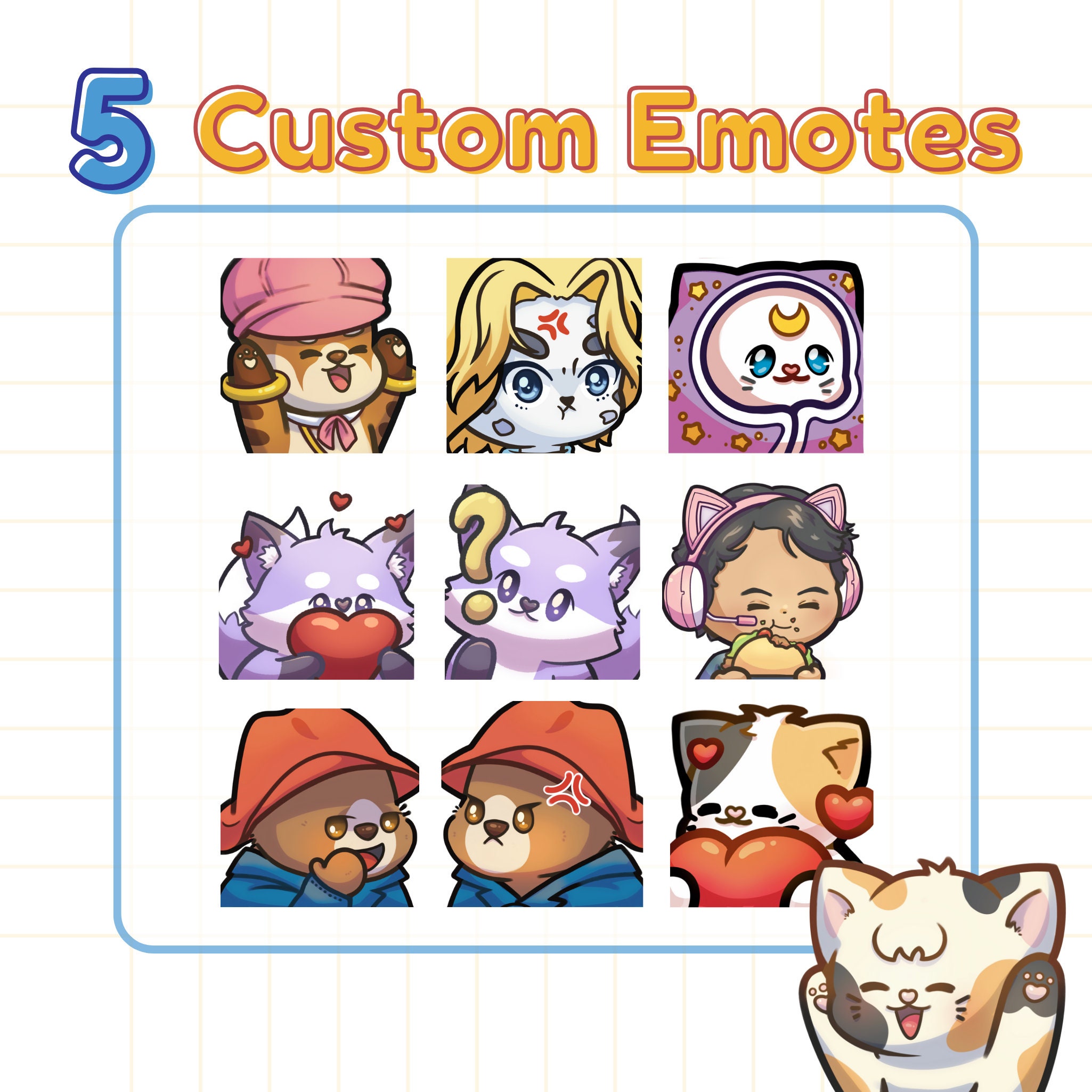 5 Custom Twitch Discord Youtube Emotes Personalized Twitch Emotes Cute ...