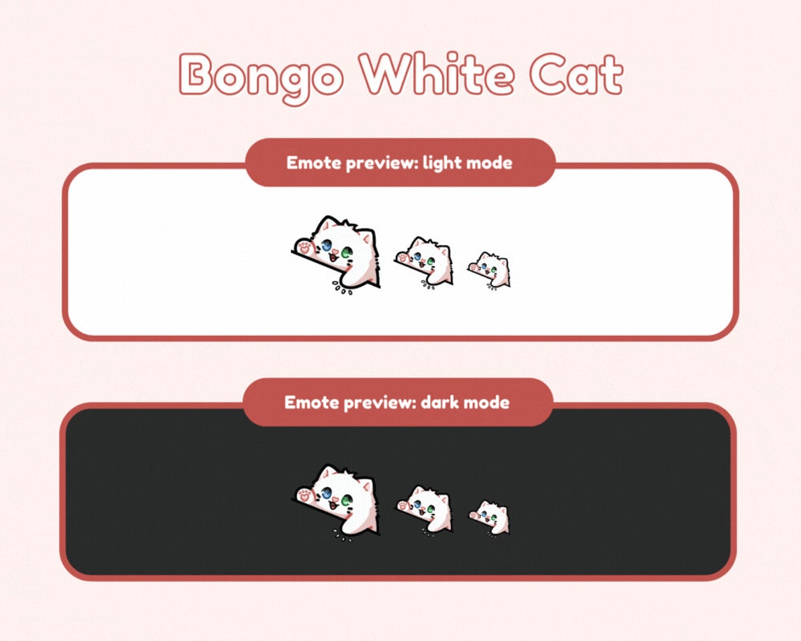 Cute White Bongo Cat Animated Emote, White Cat Heterochromia Emote ...