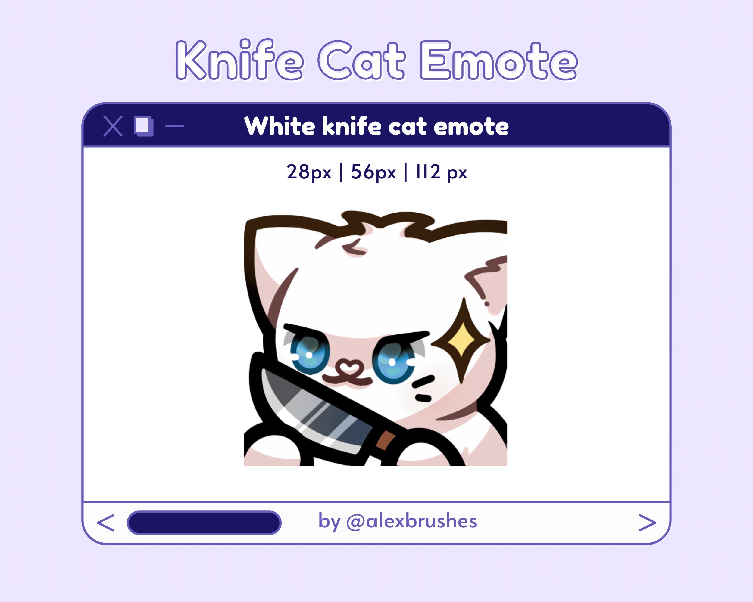Knife White Cat Blue Eyes Emote | Knife Twitch Emote - Etsy
