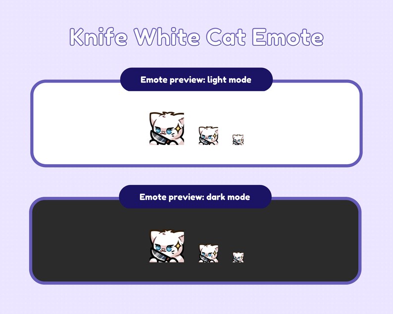 Knife White Cat Blue Eyes Emote | Knife Twitch Emote - Etsy