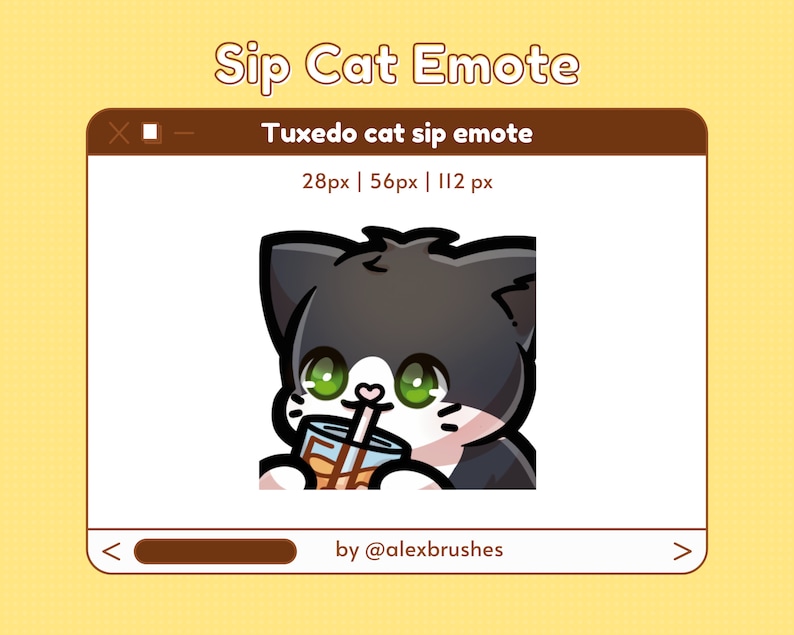 Tuxedo Sip Cat Emote | Black and White Cat Emote | Cat Emotes | Twitch ...