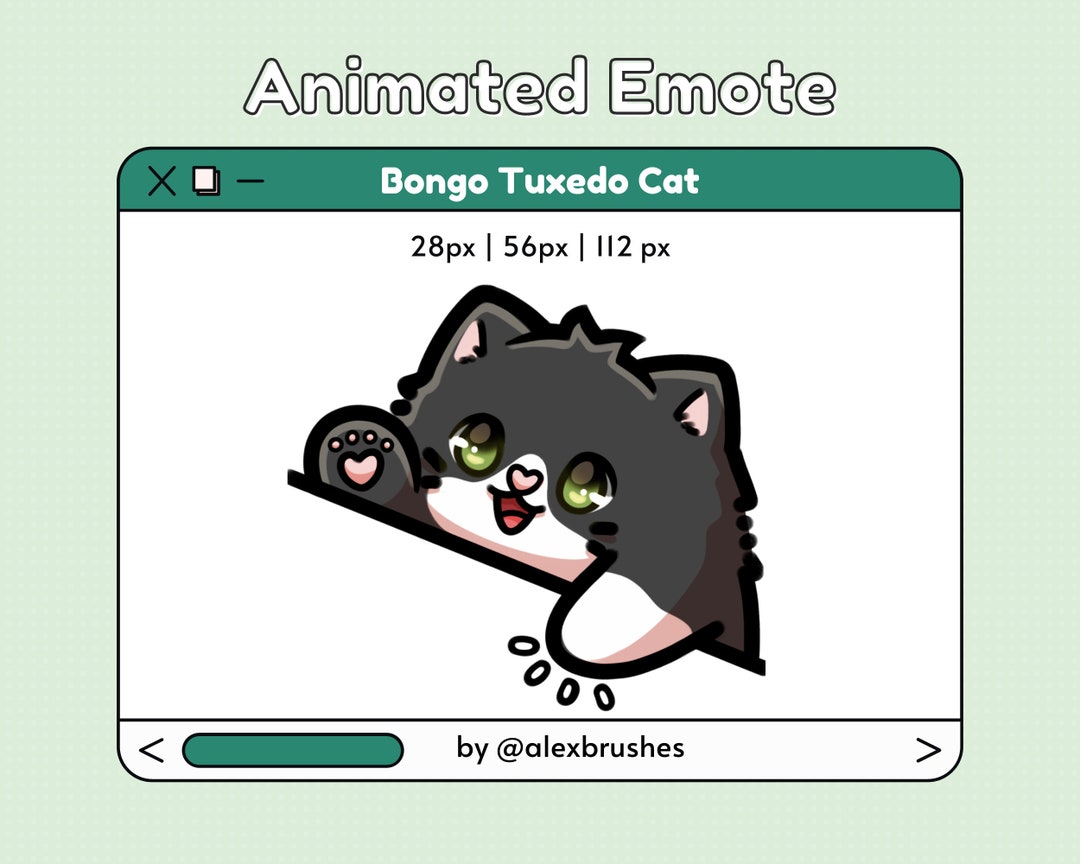 Cute Tuxedo Bongo Cat Animated Emote, Black and White Cat Emote, Twitch ...