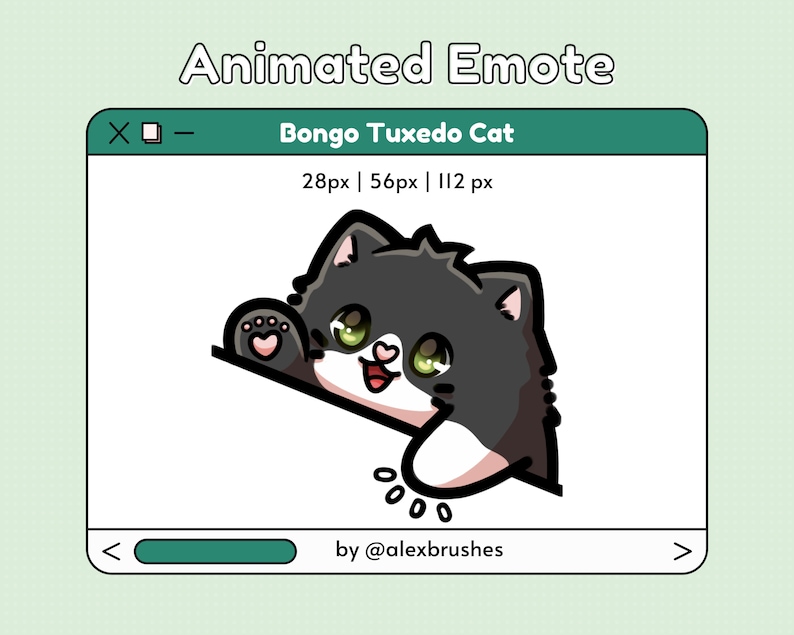 Cute Tuxedo Bongo Cat Animated Emote, Black and White Cat Emote, Twitch ...