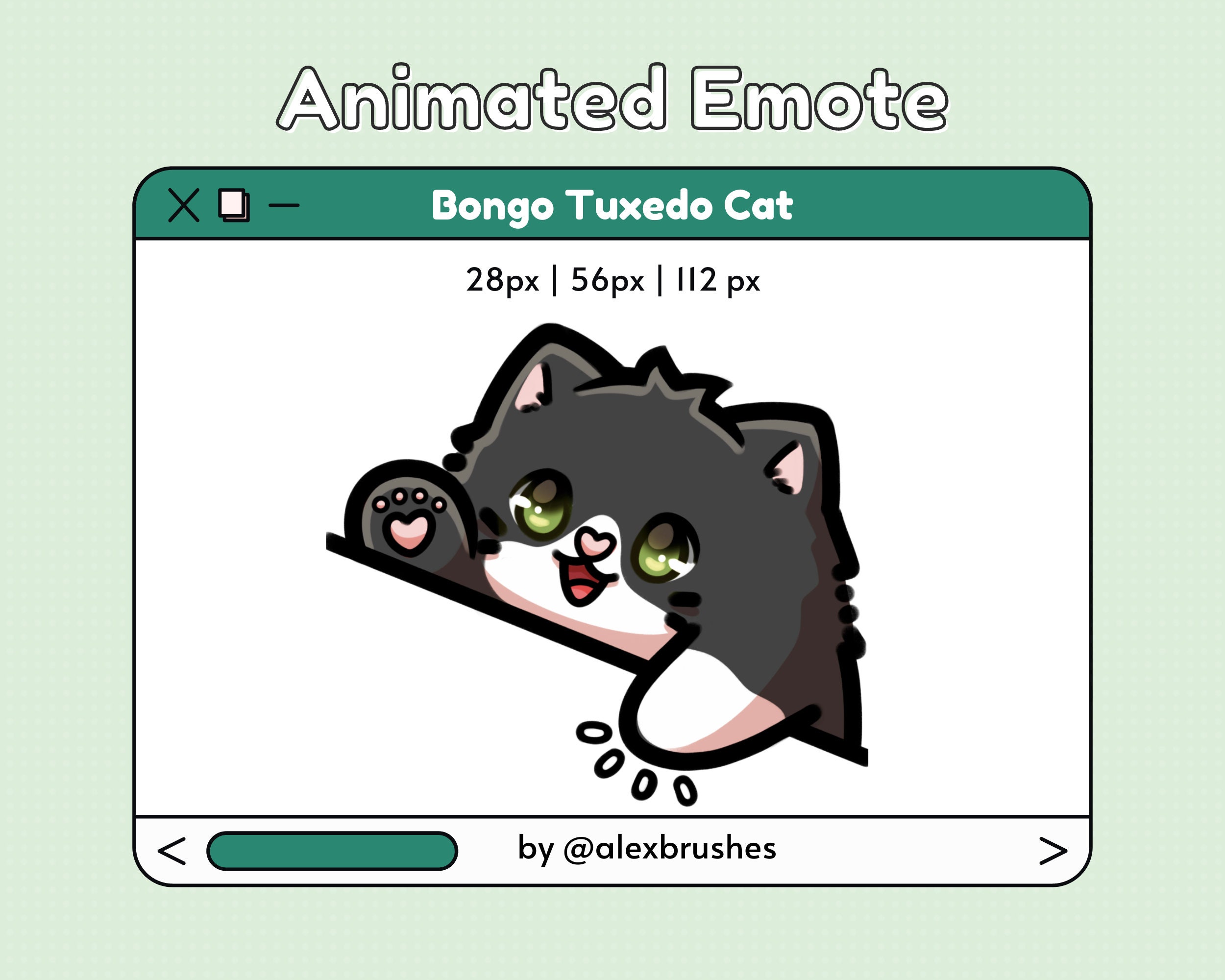 Cute Tuxedo Bongo Cat Animated Emote, Black and White Cat Emote, Twitch ...