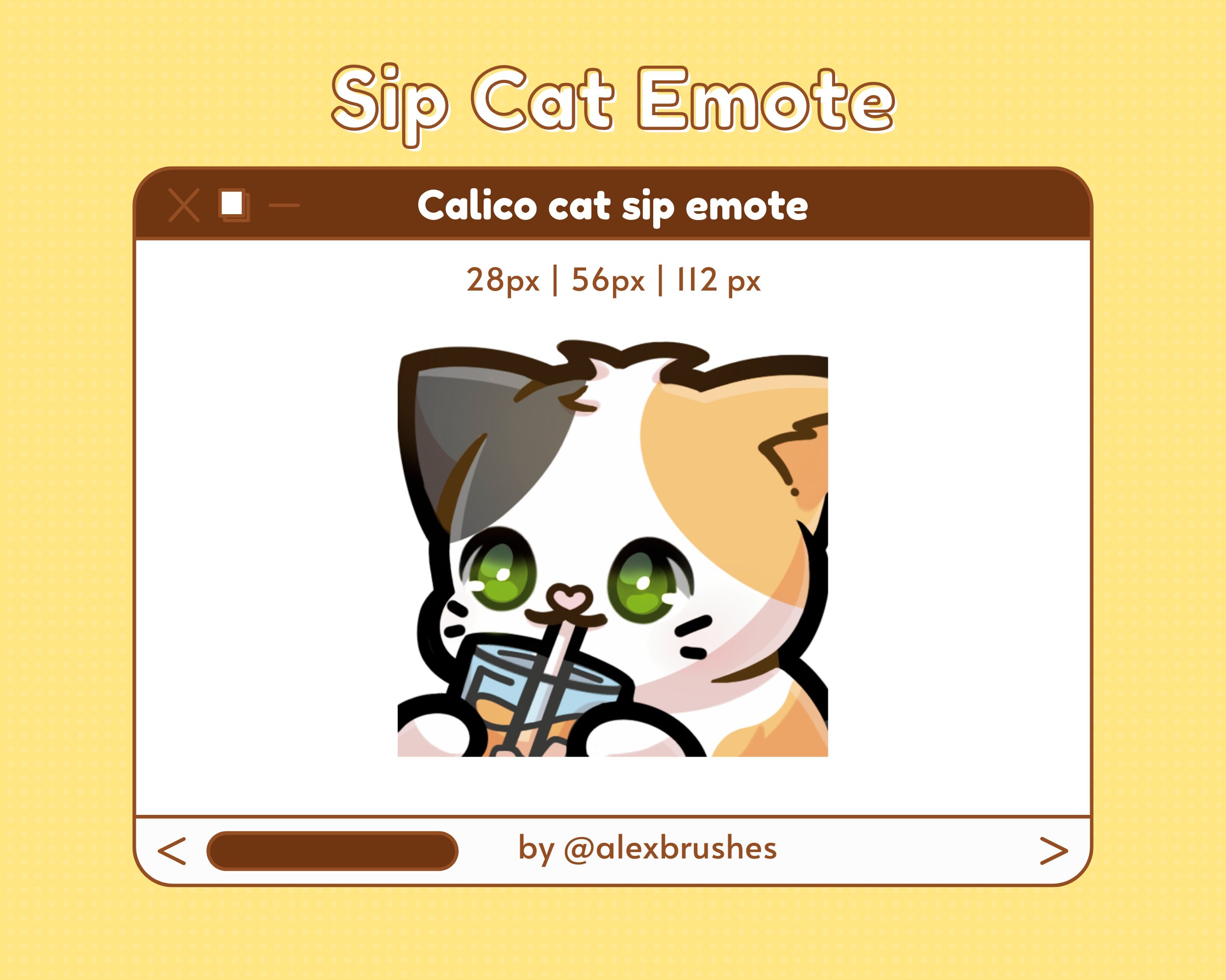 Calico cat sip emote Sip twitch emote Cute emotes Cat emotes - Etsy ...