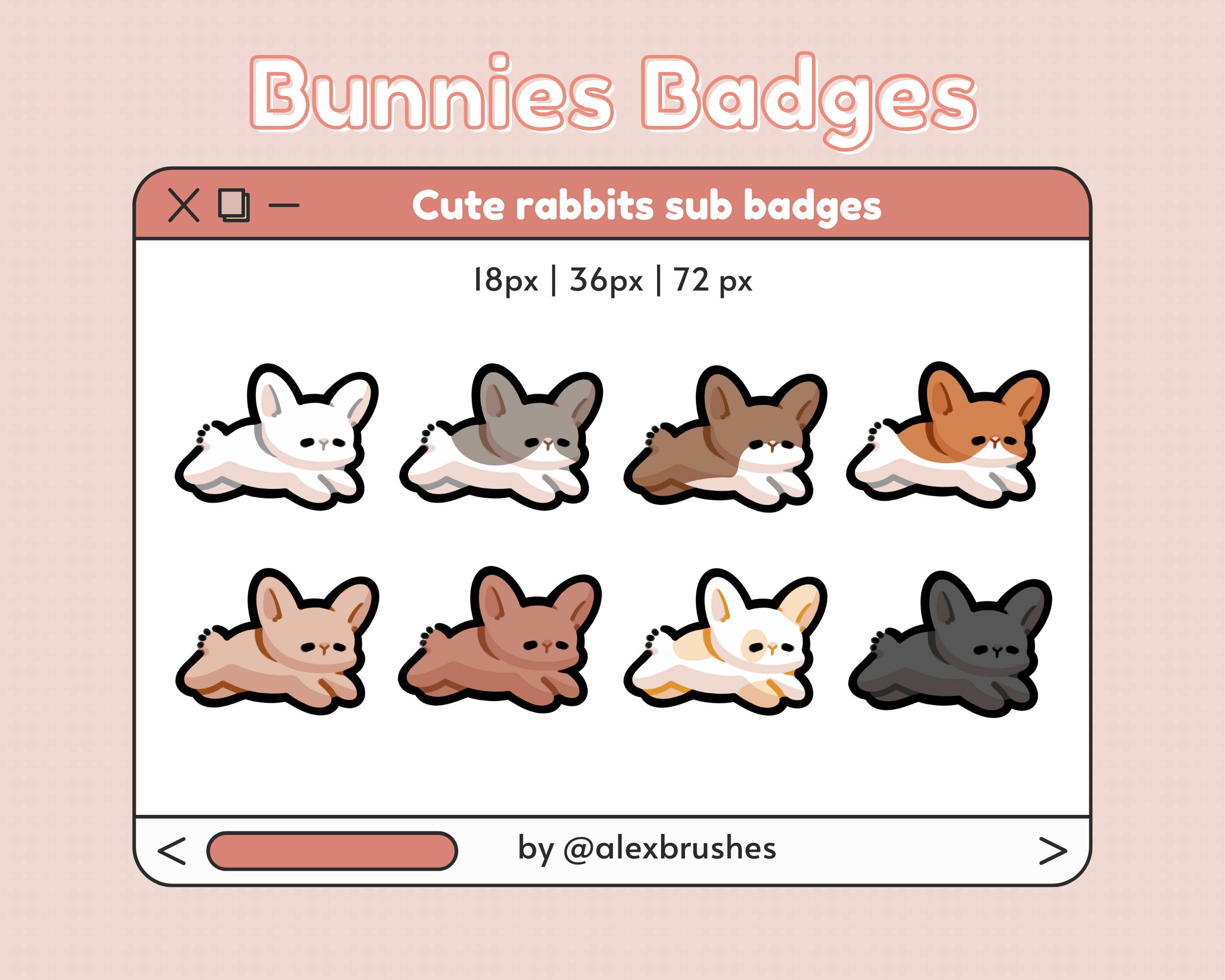 8 Cute Bunny Twitch Sub Badges, Cute Rabbits, Aesthetic Badges for ...