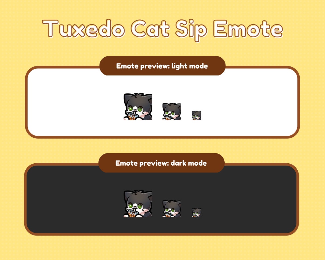 Tuxedo Sip Cat Emote | Black and White Cat Emote | Cat Emotes | Twitch ...